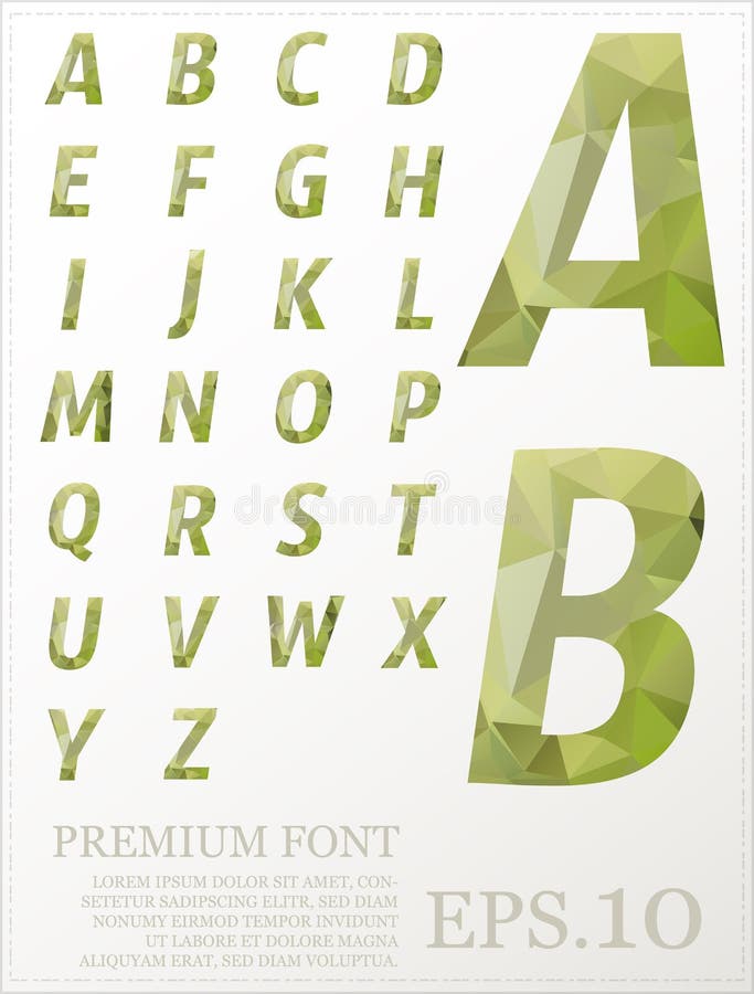 Green Color Letters in Low Poly Style. Multicolored Vector Stock Vector ...
