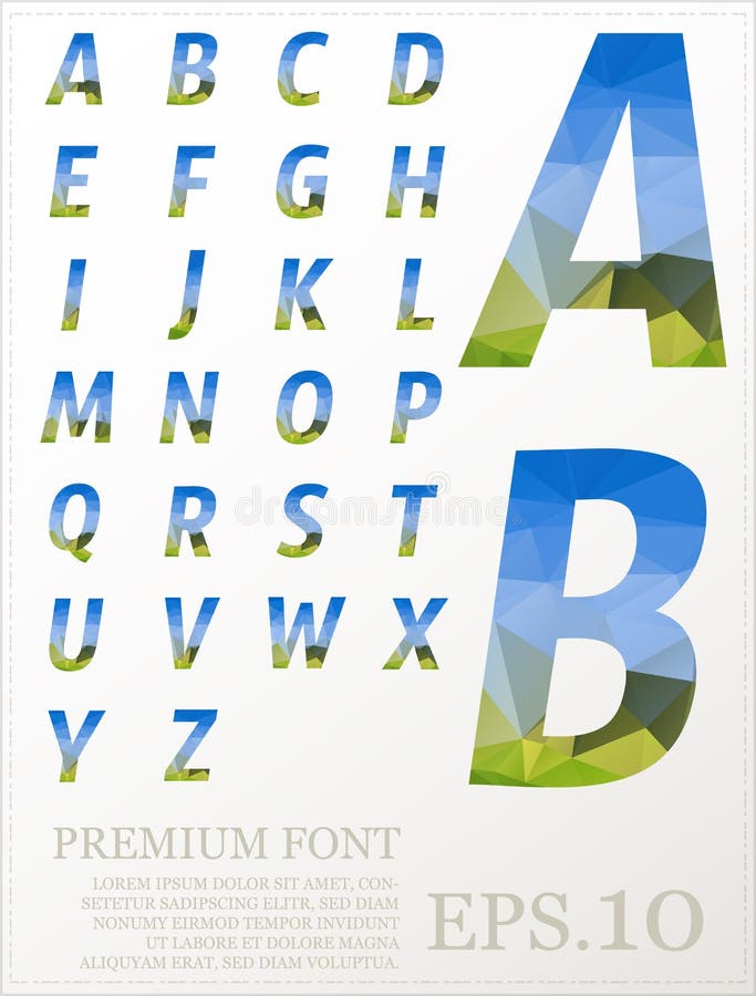 Green Color Letters in Low Poly Style. Multicolored Vector Stock Vector ...