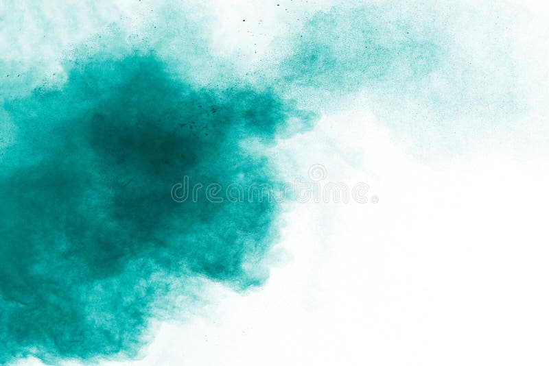 Green Color Powder Explosion Cloud on White Background. Green Dust ...