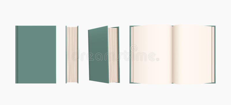 Green Color Realistic Book Isolated in Set Stock Illustration ...