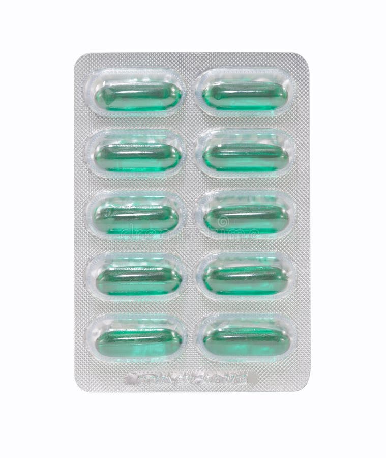 Green Color of Soft Capsules in the Strips Stock Image - Image of ...