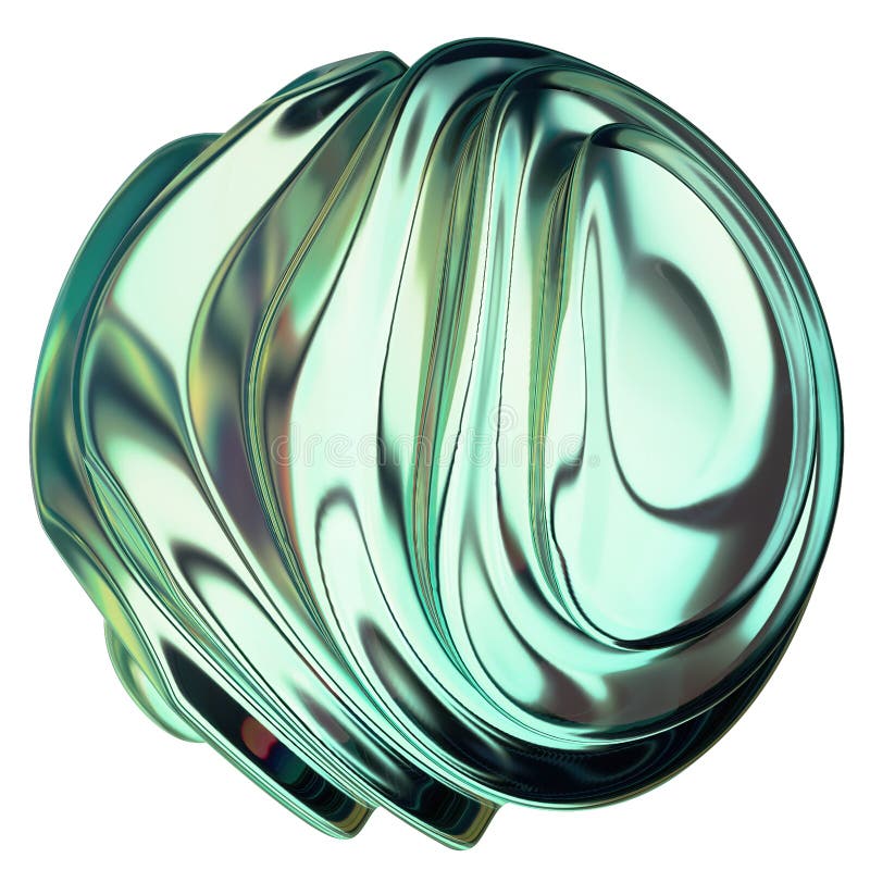Green Color Sphere Geometry with Metallic Organic Wave Pattern Abstract ...