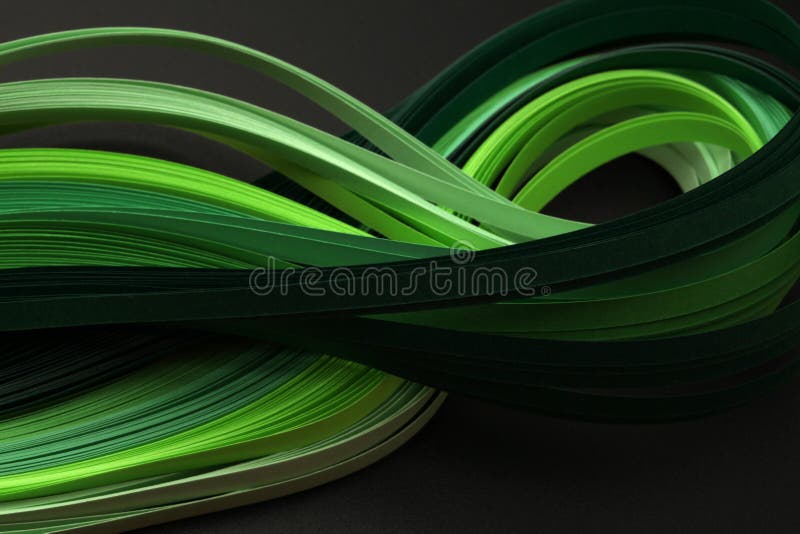 Green Color Strip Wave Paper. Abstract Texture Black Background Stock ...