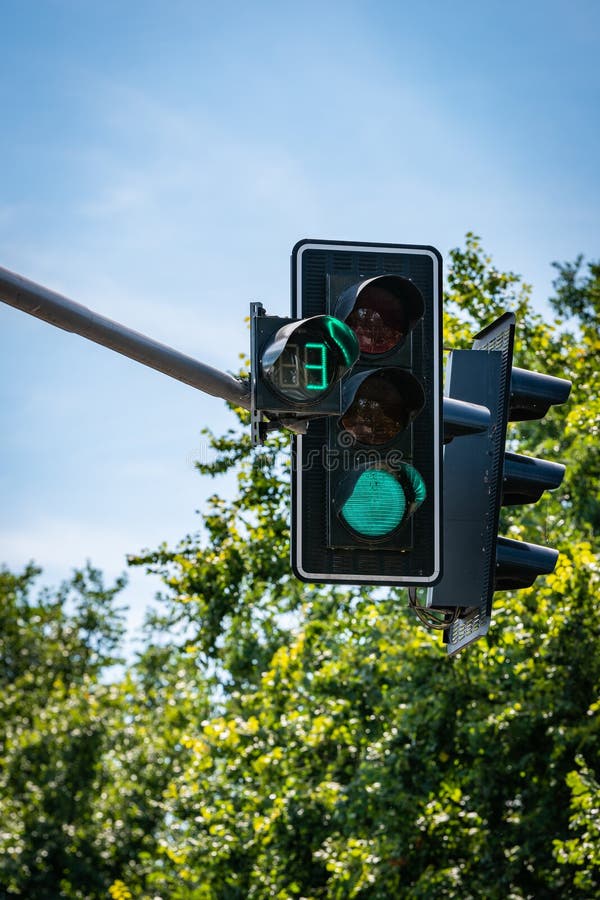 Green Color on the Traffic Light with Count Down Stock Photo - Image of ...