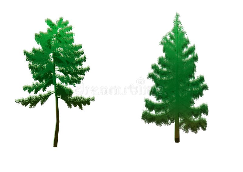 Green Color Tree Drawing. Illustrator Visual Stock Illustration ...
