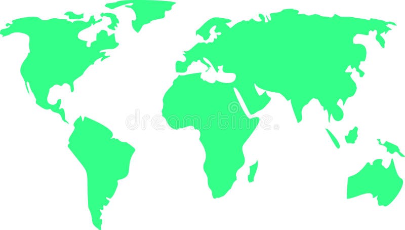 Green Color World Map for Students Stock Vector - Illustration of ...