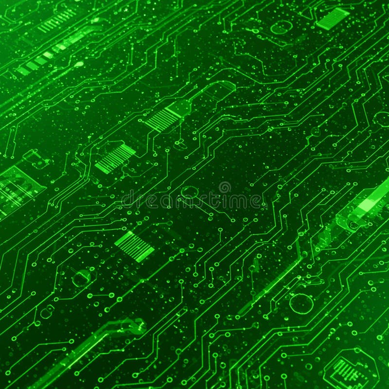 Green-colored Circuit Board Close-up Featuring Intricate Patterns of ...