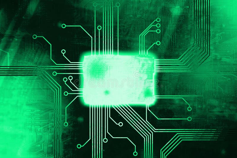 Green Colored Digital Computer Chip Core Stock Illustration ...