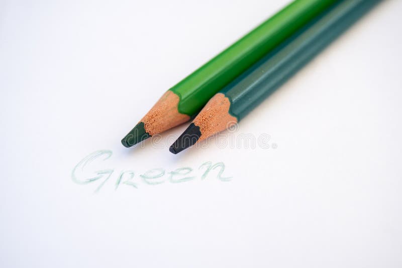 Green colored pencils stock photo. Image of draw, graphite - 137732436