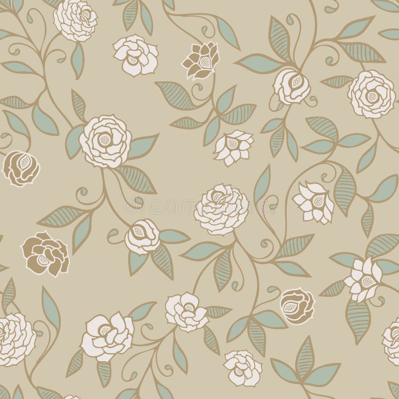 Green Colored Roses Seamless Floral Pattern Vector Background for ...