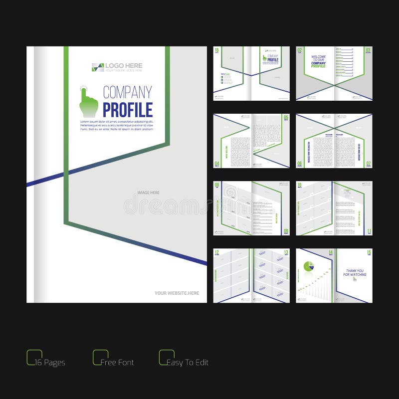 Green Colored Simple Company Profile Stock Illustration - Illustration ...