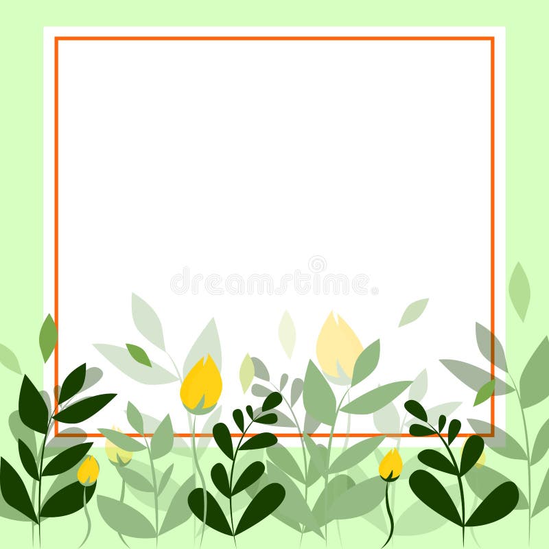 Green Colored Square Shape Text Frame Surrounded with Assorted Flowers ...