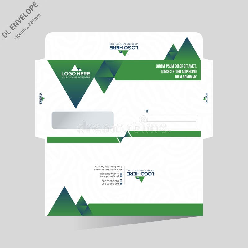 Green Colored Vector DL Envelope Design Stock Vector - Illustration of ...