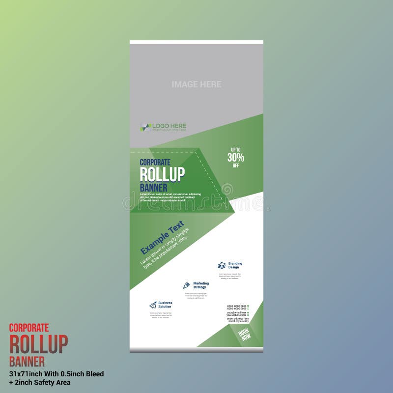 Green Colored Vector Roll Up Banner Design Stock Illustration ...