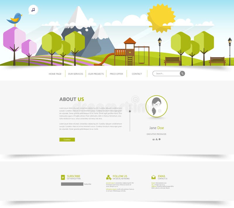 Green Colorful Eco Website Template, Vector Illustration. Stock Vector ...