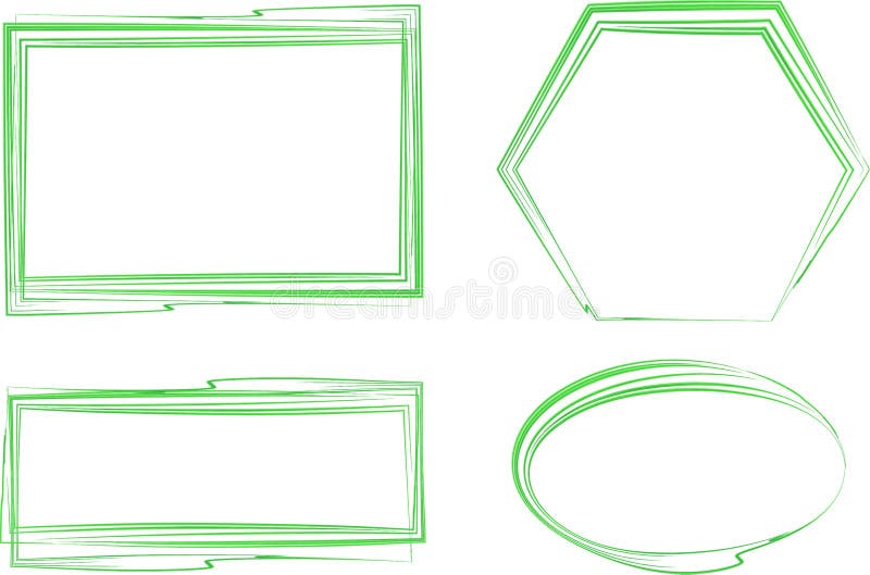 Green Colorful Line Art Geometric Abstract Frames Collection Stock ...
