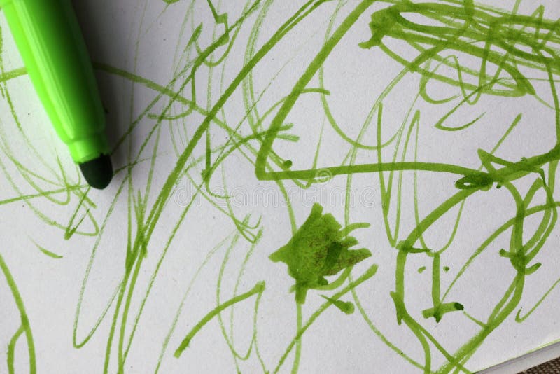 Green Colour Kid`s Creative Drawing Stock Photo - Image of object ...