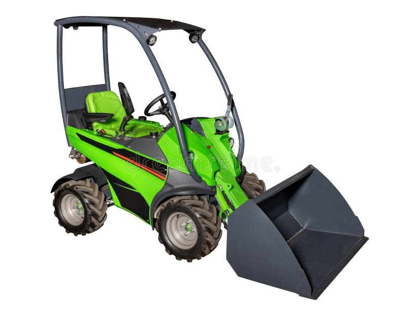 Compact Green Front Loader on White Background for Construction and ...