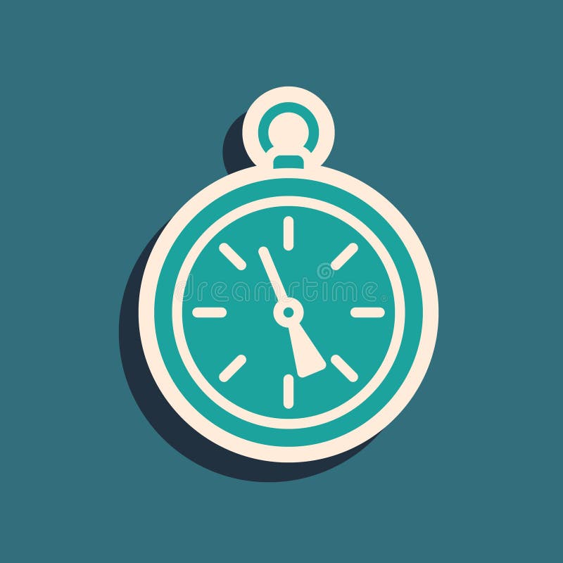 Green Compass Icon Isolated On Green Background Windrose Navigation