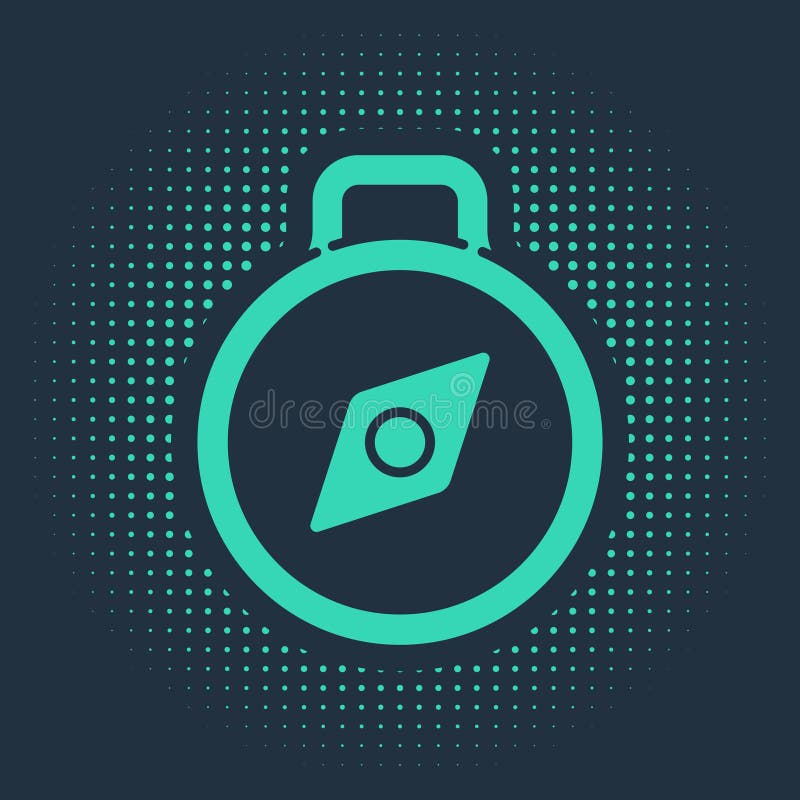 Green Compass Icon Isolated on Blue Background. Windrose Navigation ...