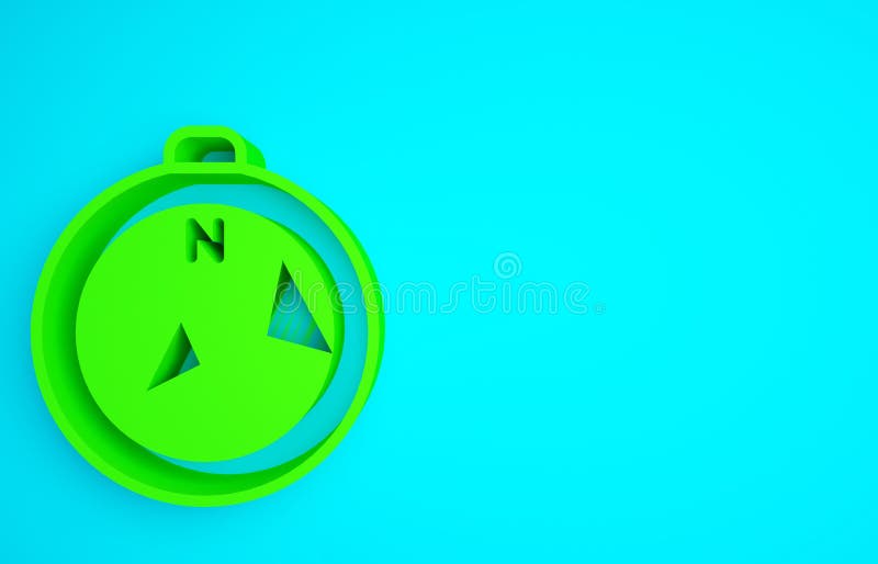 Green Compass Icon Isolated On Blue Background Windrose Navigation
