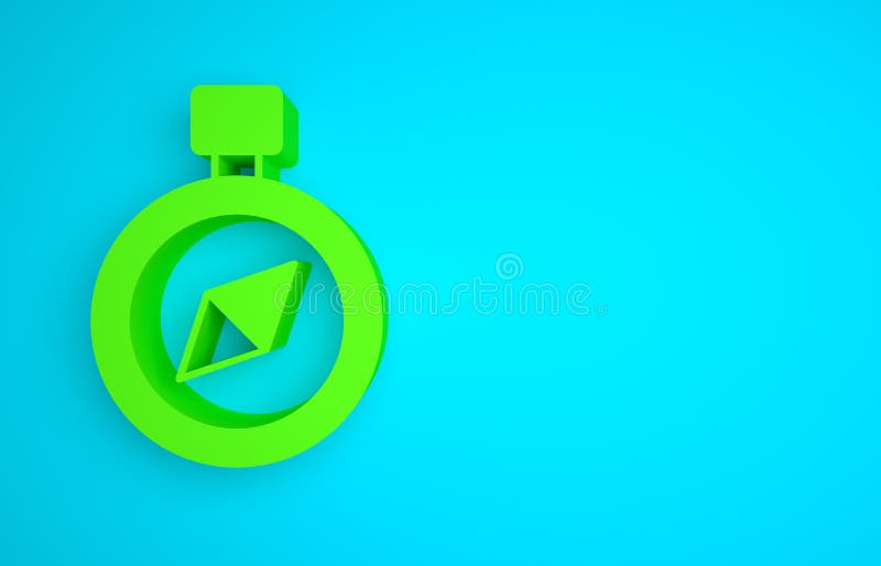 Green Compass Icon Isolated On Blue Background Windrose Navigation