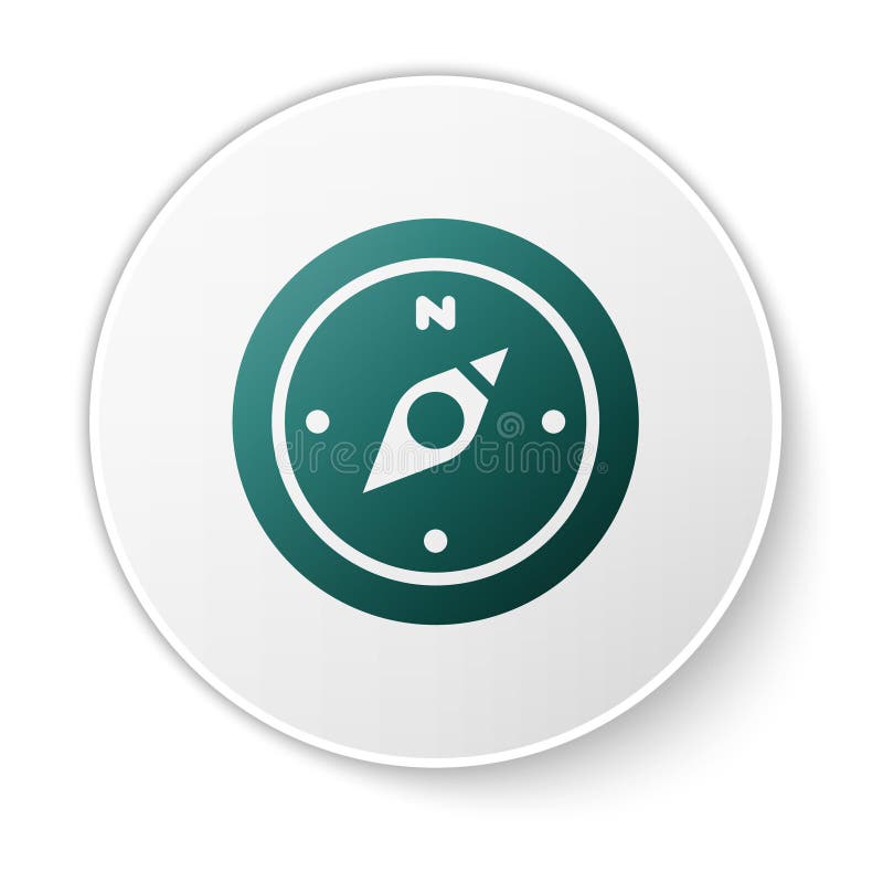 Green Compass Icon Isolated on Yellow Background. Windrose Navigation ...