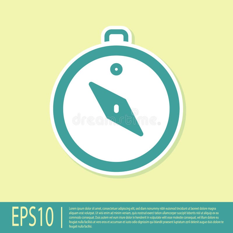 Green Compass Icon Isolated on Yellow Background. Windrose Navigation ...