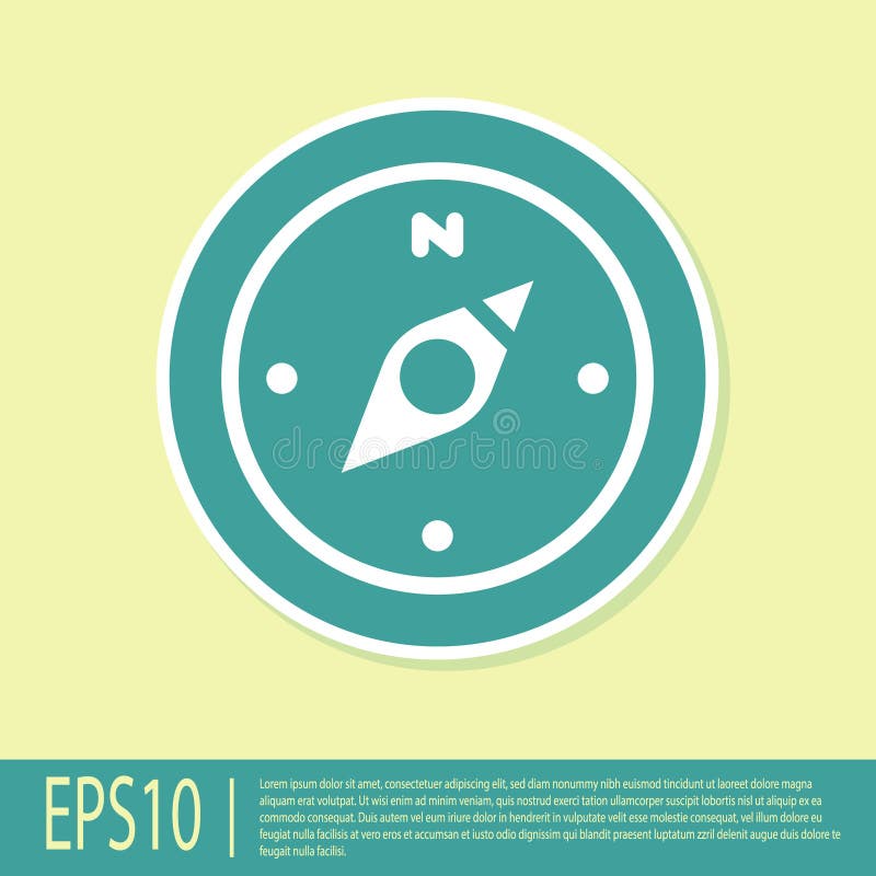 Green Compass Icon Isolated on White Background. Windrose Navigation ...