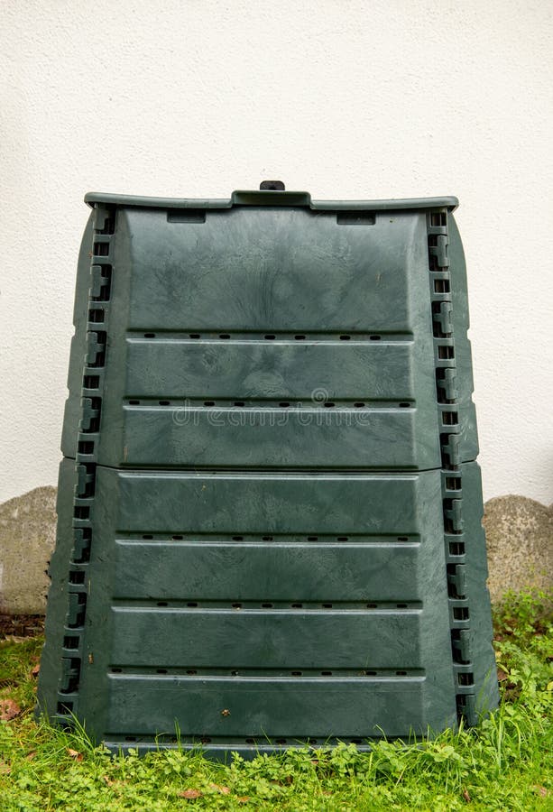 Green Compost Bin in the Garden Stock Photo - Image of garden ...