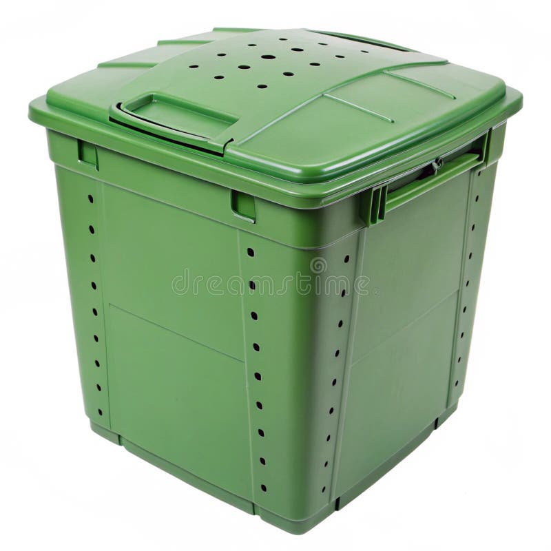 Green Compost Bin Isolated on White Background Stock Illustration ...