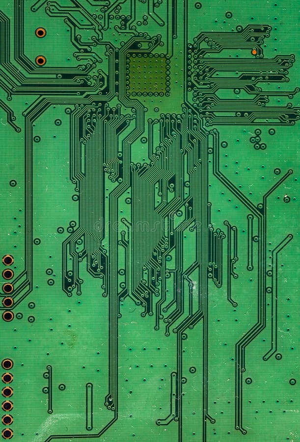 Green Computer Board with Different Electronics Elements. Texture Stock ...