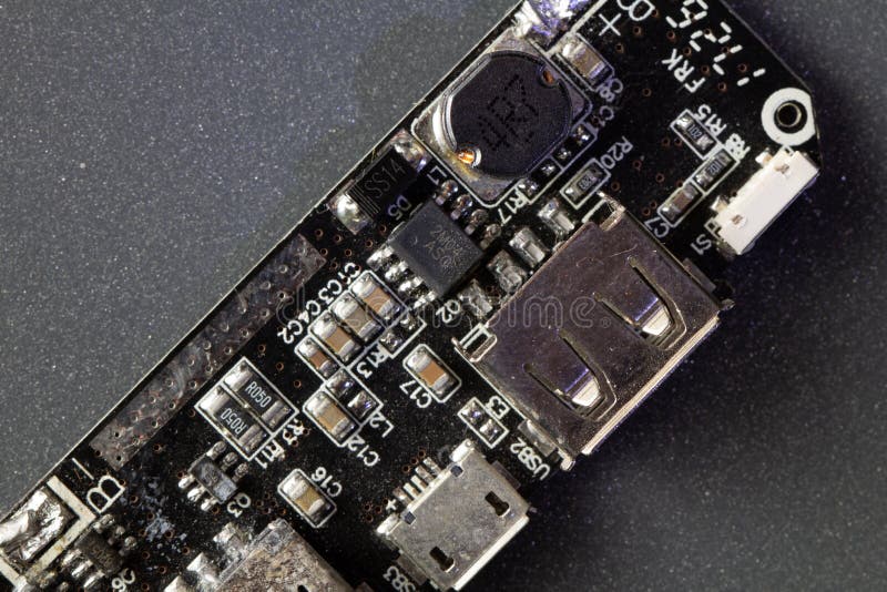 Green Computer Board with Different Electronics Elements. Texture Stock ...