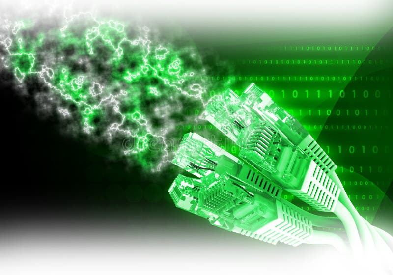 Set of Green Computer Cables Stock Illustration - Illustration of ...