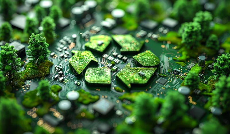 A Green Computer Chip with a Green Tree on it Stock Photo - Image of ...