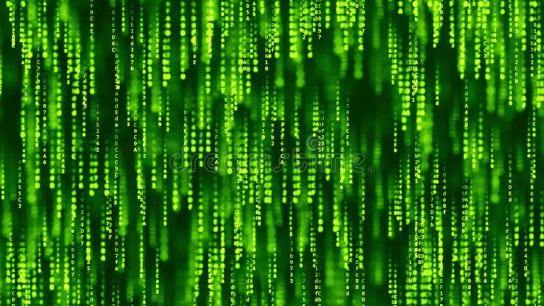 Green Computer Code on the Screen. 3D Rendering Stock Illustration ...