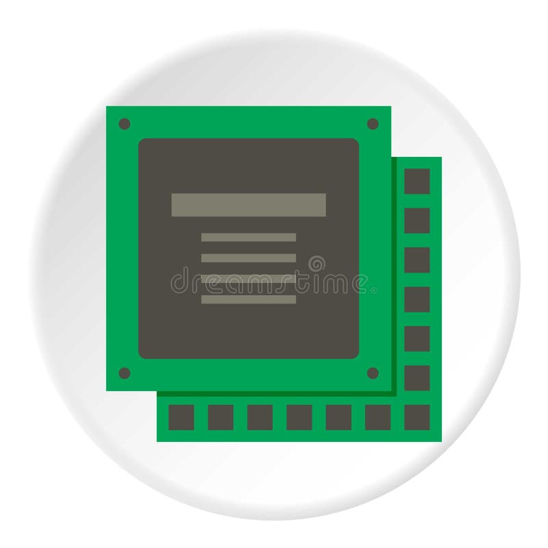 Green Computer CPU Processor Chip Icon Circle Stock Vector ...