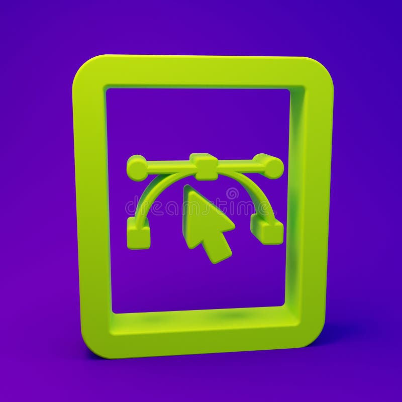 Green Computer Display with Design Program Icon Isolated on Isolated on ...