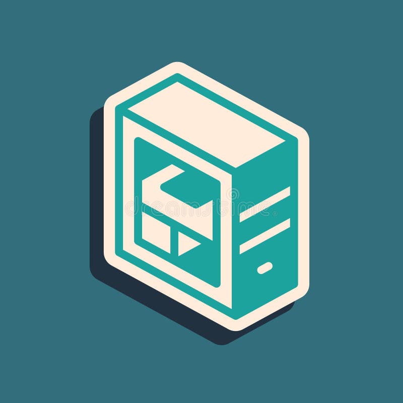 Green Computer Icon Isolated on Green Background. PC Component Sign ...