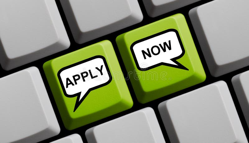 Computer Keyboard with Balloons Apply Now Stock Photo - Image of ...