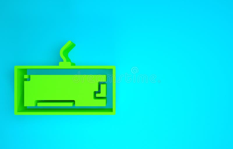 Green Computer Keyboard Icon Isolated on Blue Background. PC Component ...