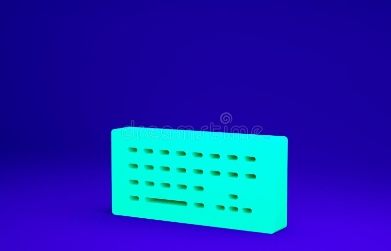 Green Computer Keyboard Icon Isolated on Blue Background. PC Component ...