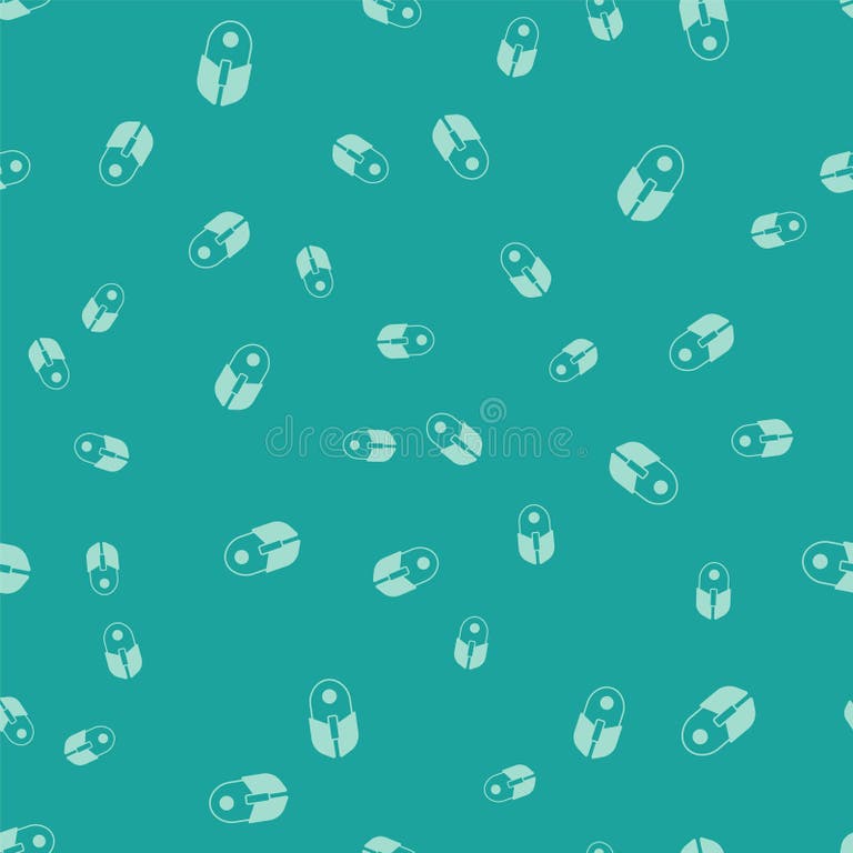 Green Computer Mouse Icon Isolated Seamless Pattern on Green Background ...