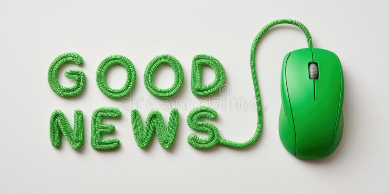 Green Computer Mouse with Text Good News Made of Rope on a Light ...