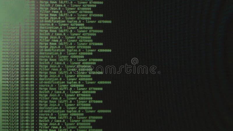 Red Computer Software Code Moving On A Black Monitor Reflect On Glass Abstract Computer Hacking