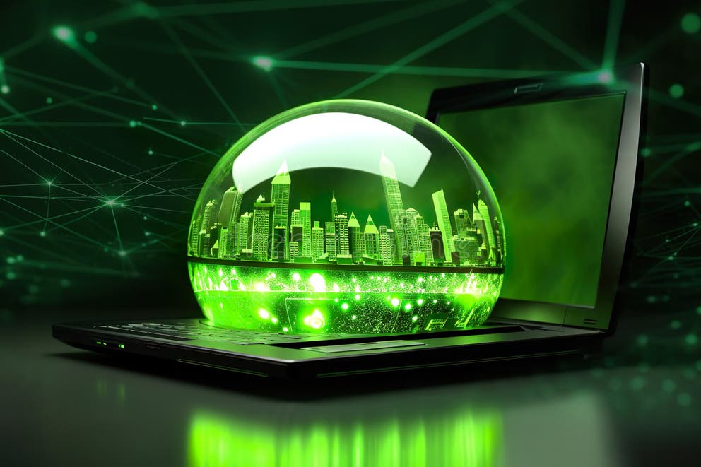 Green it Computing Concept. Carbon Efficient Technology Stock ...