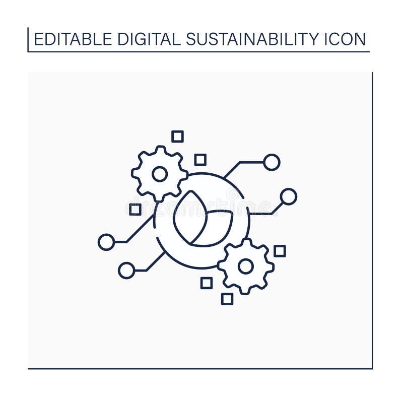 Green computing line icon stock vector. Illustration of ecology - 219242790