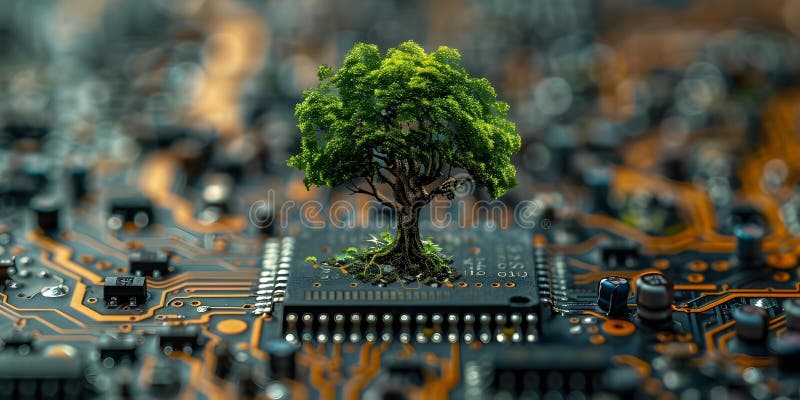 Green Computing Technology: a Computer Circuit Board with a Tree ...