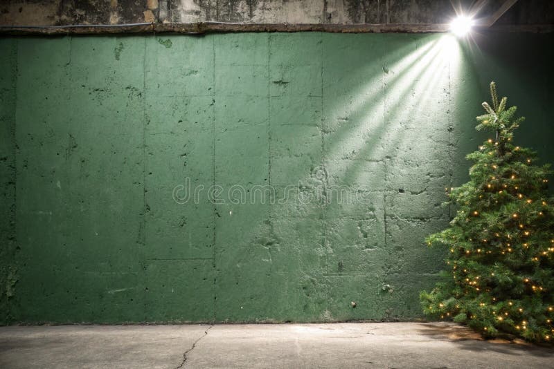 Green Concrete Wall with Light Shining Down Stock Illustration ...