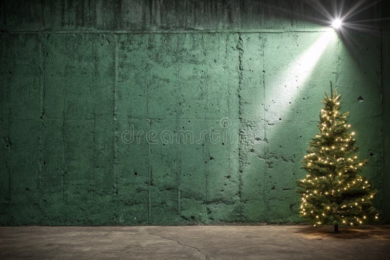 Green Concrete Wall with Light Shining Down Stock Illustration ...